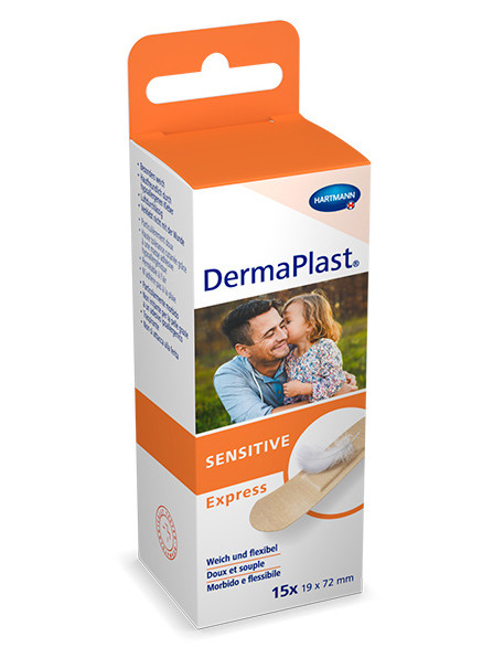 DermaPlast Sensitive Express Strips Vlies hautfarbig 19x72mm, Pack à 15 | Pflaster ...